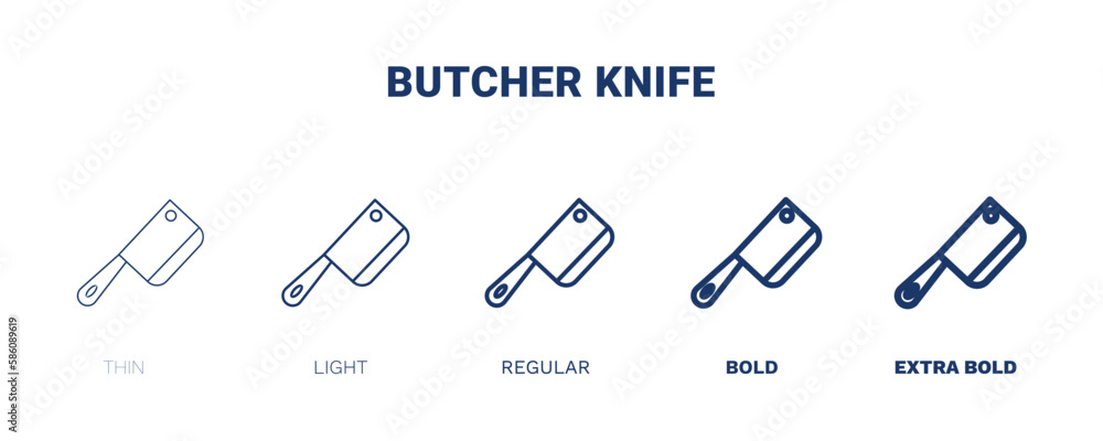 butcher knife icon. Thin, light, regular, bold, black butcher knife icon set from restaurant ...