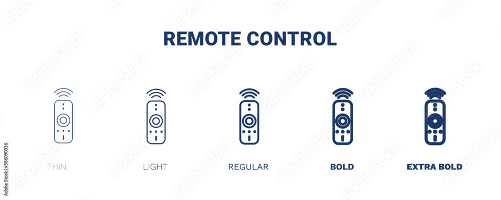 remote control icon. Thin, light, regular, bold, black remote control ...