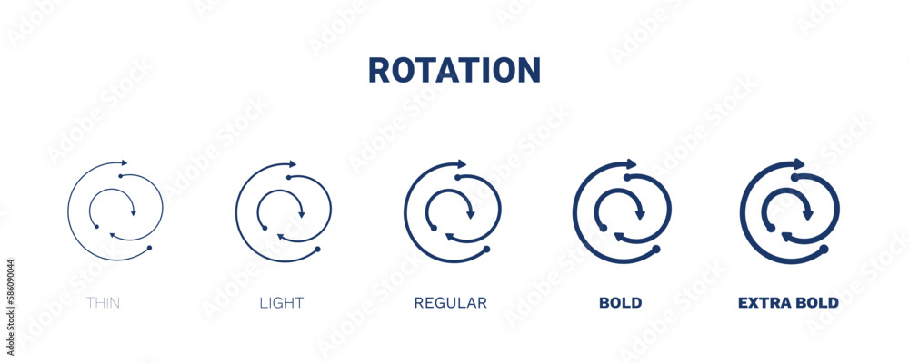 rotation icon. Thin, light, regular, bold, black rotation icon set from ...