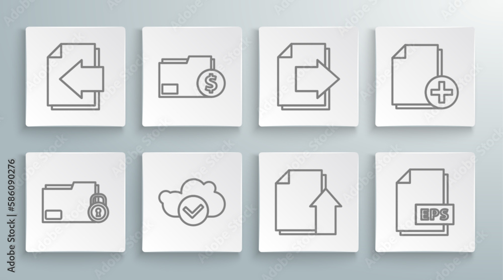 Set line Folder and lock, Finance document folder, Cloud with check ... Set line Folder and lock, Finance document folder, Cloud with check ...