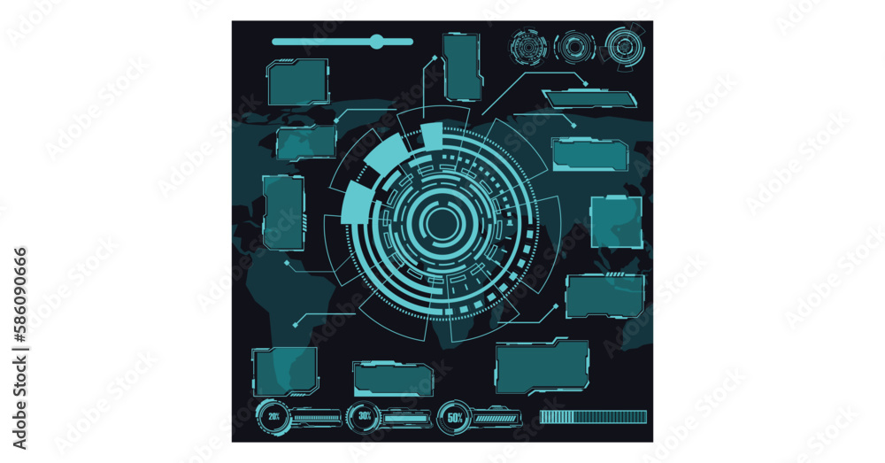 digital interface HUD elements set pack. User Interface, frame screens ...
