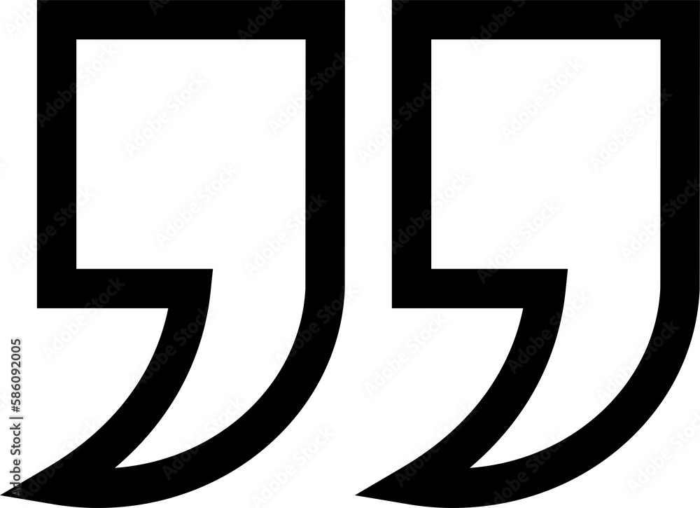 Linear quote mark icon. Outline quotation symbol in png. Line quote ...