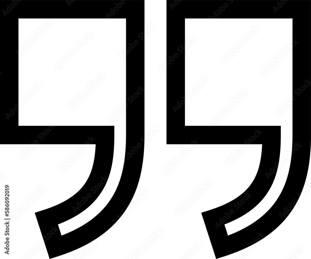Linear quote mark icon. Outline quotation symbol in png. Line quote ...