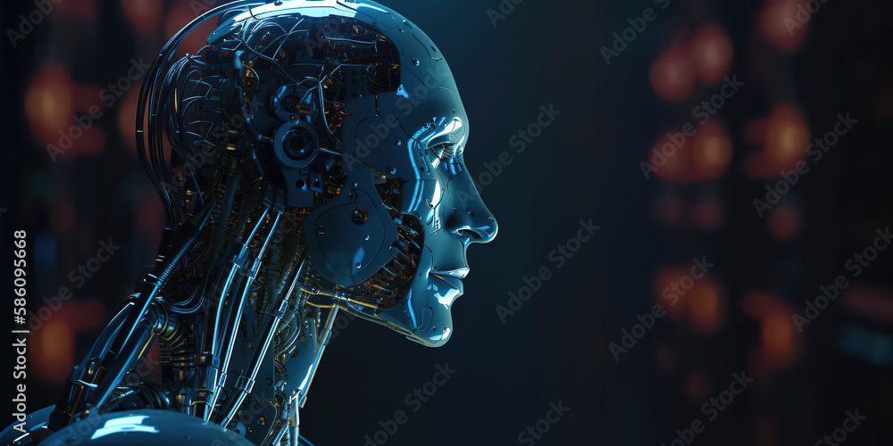 Intense matrix code backdrop for AI robot. Generative AI Stock ...