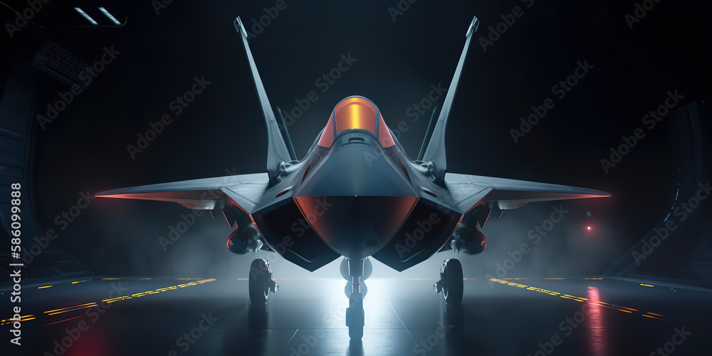 High-tech fighter jet design with underwing laser guns and LED lighting ...