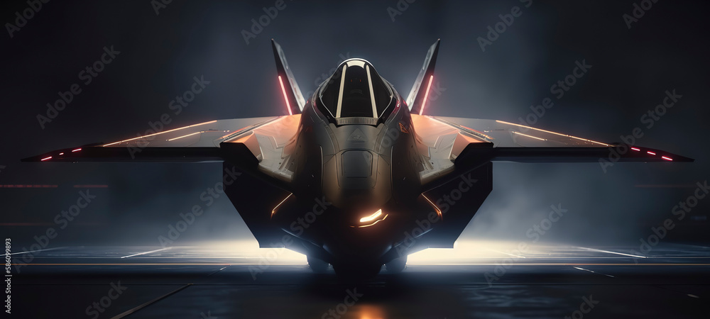 Futuristic fighter jet concept with laser guns and LED-lit wings ...