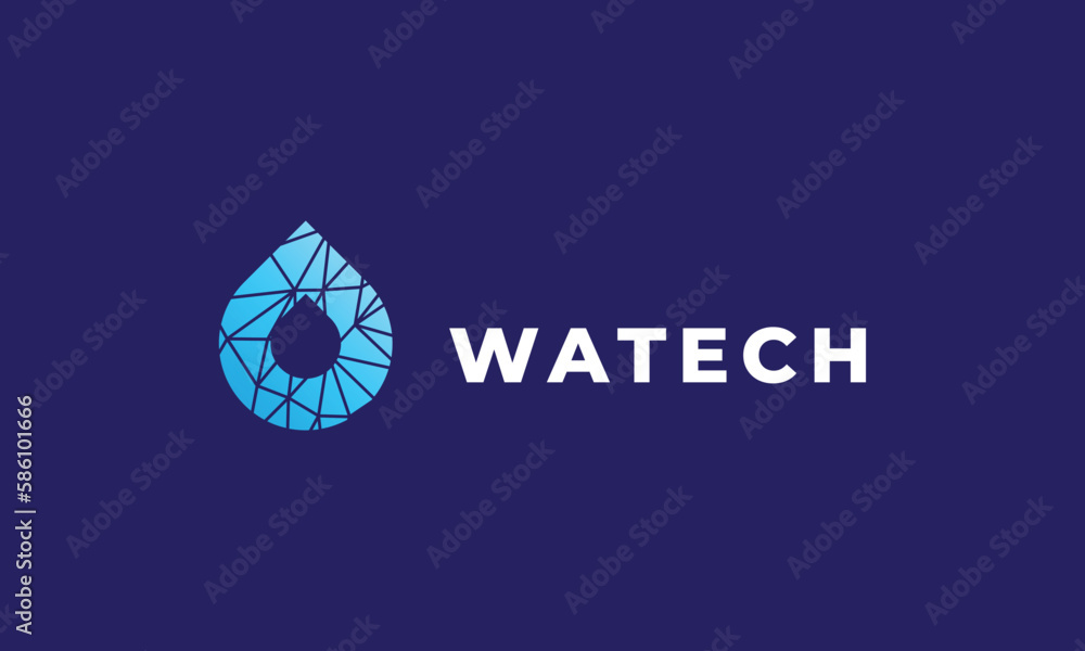 Logo vector minimalist blue drip water nature concept liquid rain fluid ...