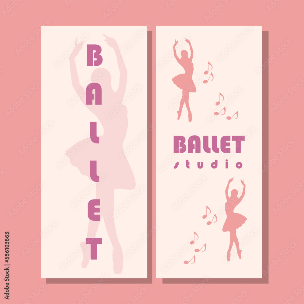 Theatre ticket design. Ballet school flyer template. Ballerina ...