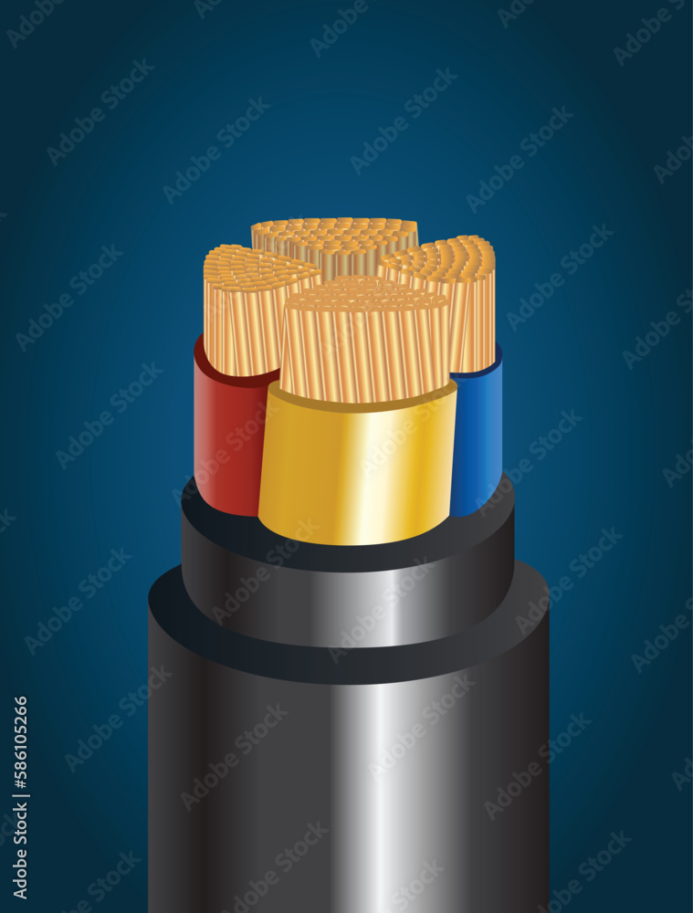 Electrical wire on white background. Copper wire is the electric ...