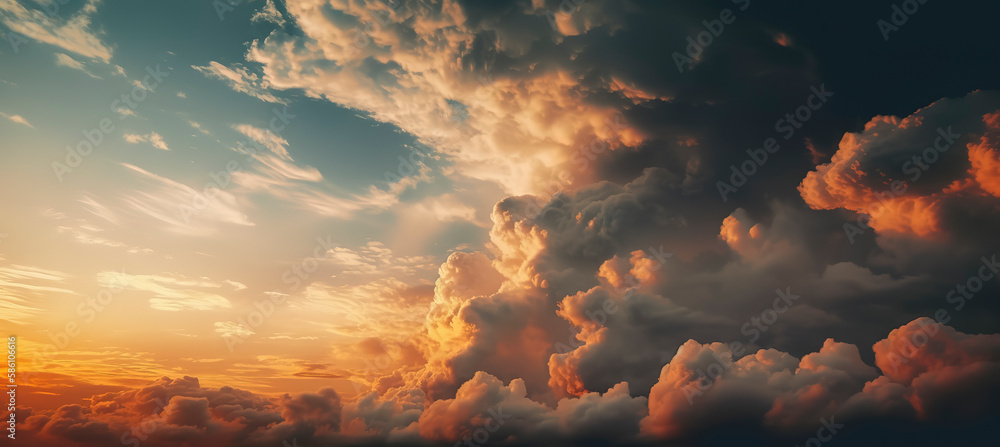 Awe-inspiring sunset sky with clouds creating a dreamy scene ...