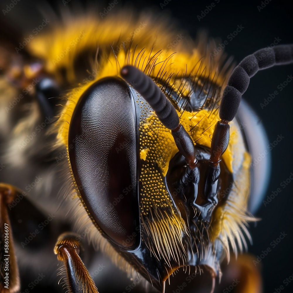 Wild Honey Bee Eye Macro Photograph Stock Illustration | Adobe Stock