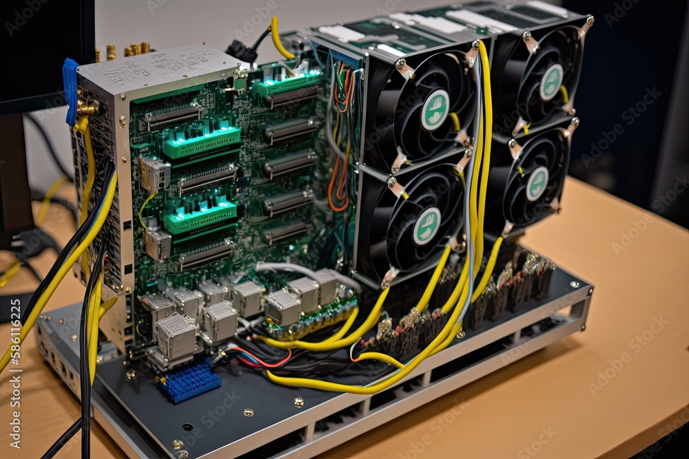 bitcoin mining rig, with gpus and asics crunching numbers, created with ...