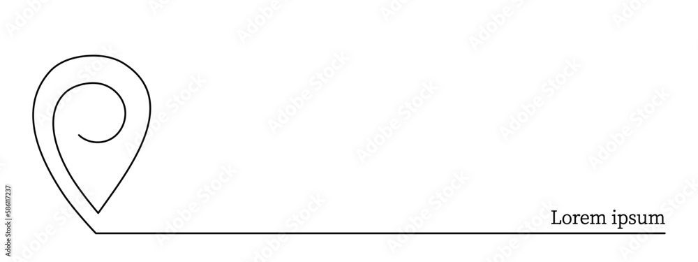 Pointing location at map one line art,hand drawn way destination ...