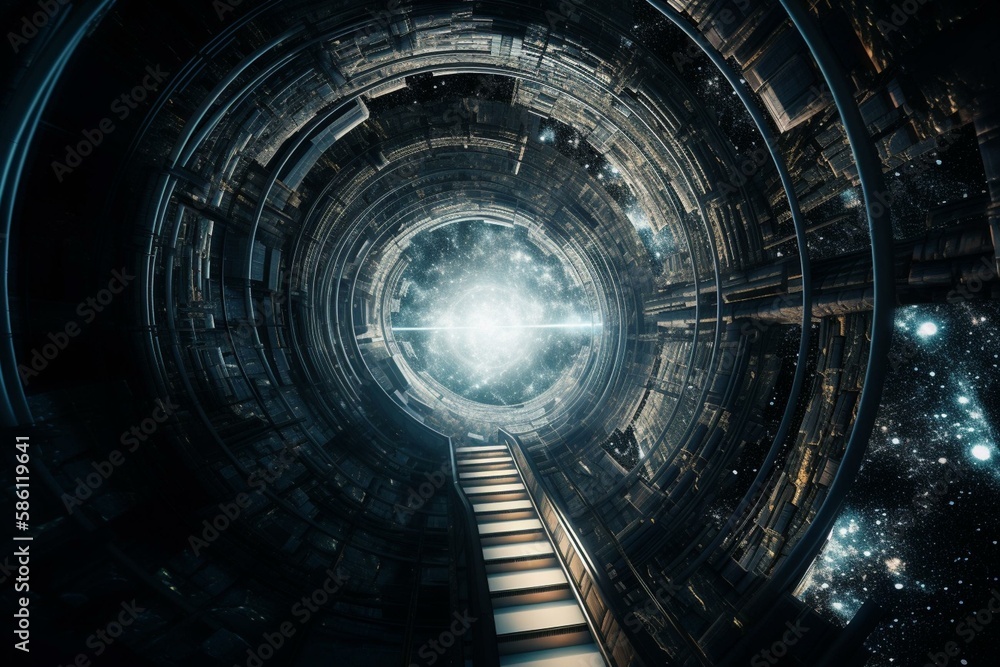 Einstein Rosen bridge in a wormhole in space time. Multiple universes ...