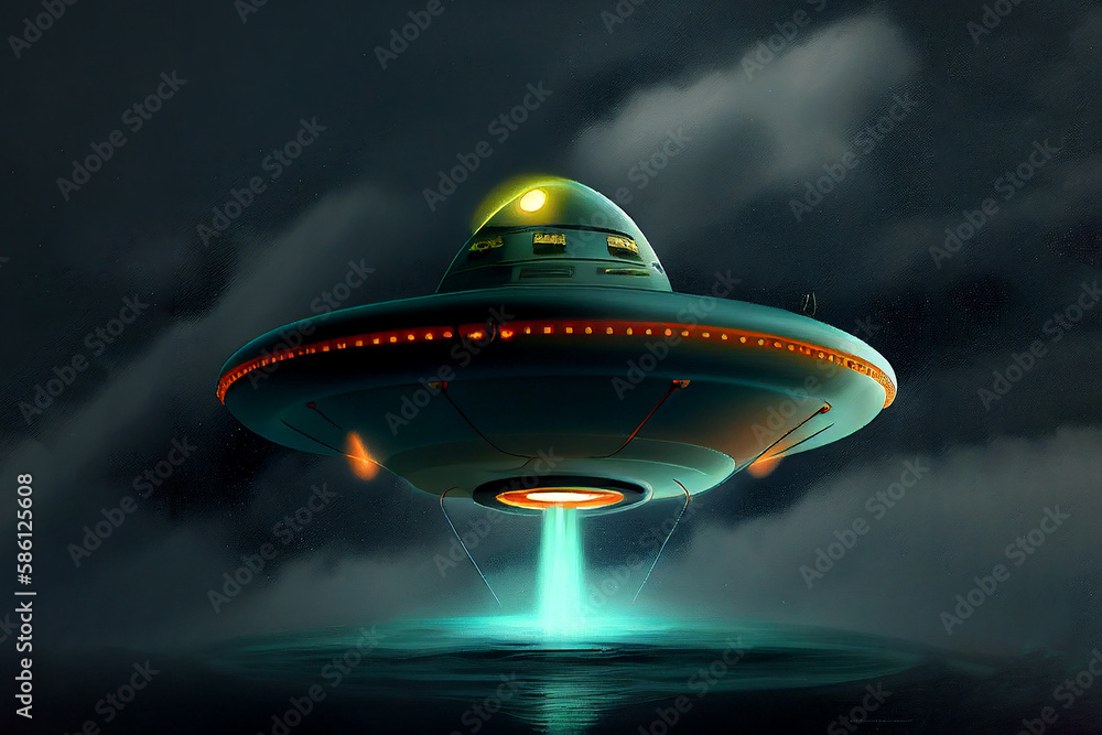 UFO flying saucer spaceship from outer space which is an extra ...