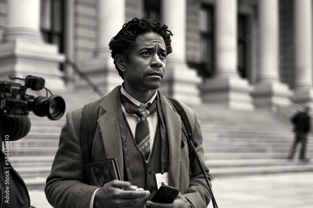 Vintage Journalist Holding a Camera, Press Freedom Day, Capturing the ...