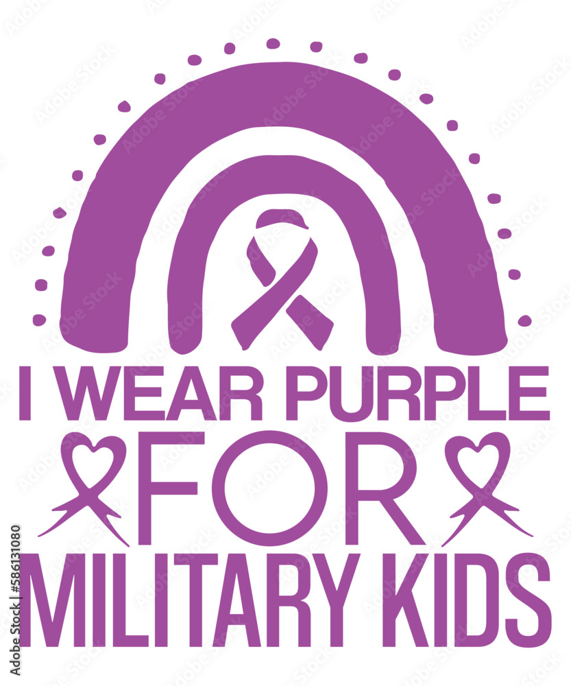 I Wear Purple For Military Kids, Purple up for military kids dandelion ...