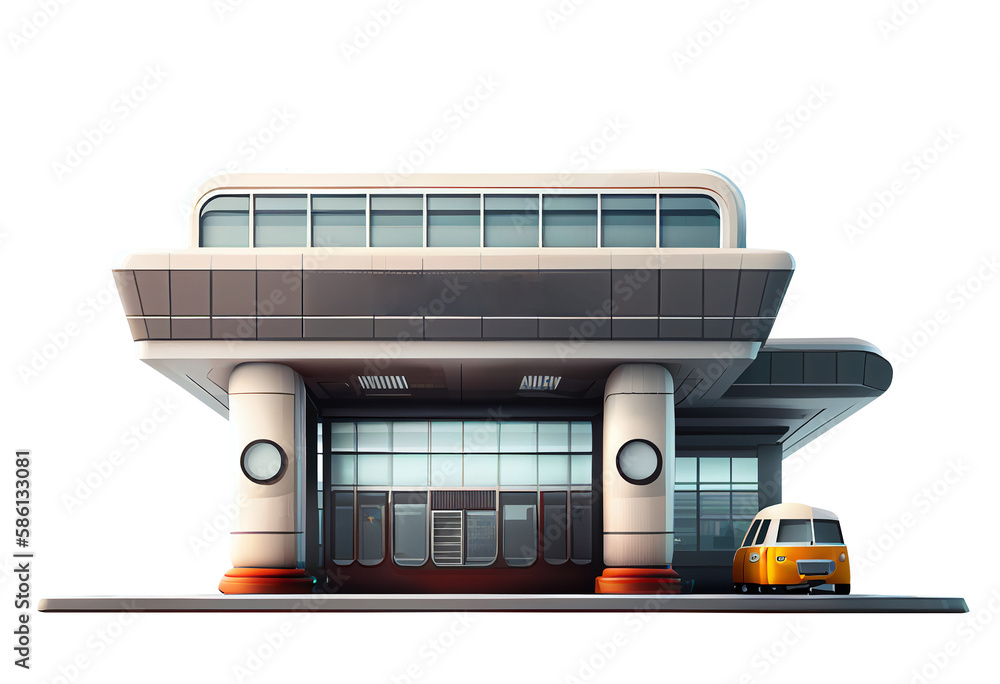 3d illustration Modern Building for depicting a railway station, bus ...