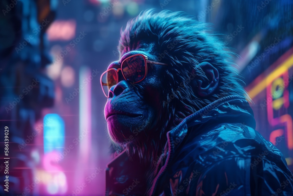 Gorilla's Cyberpunk Carnival: A Cinematic 3D Artistry in Rococo Style ...