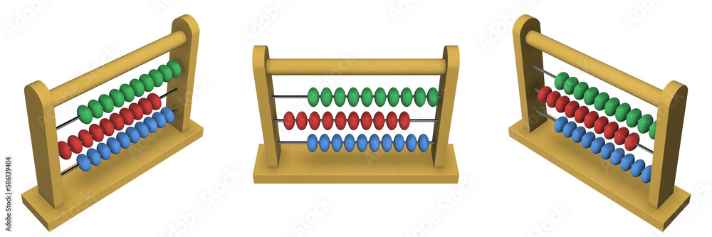 Poster abacus on transparent background, left, front and right view (3d ...