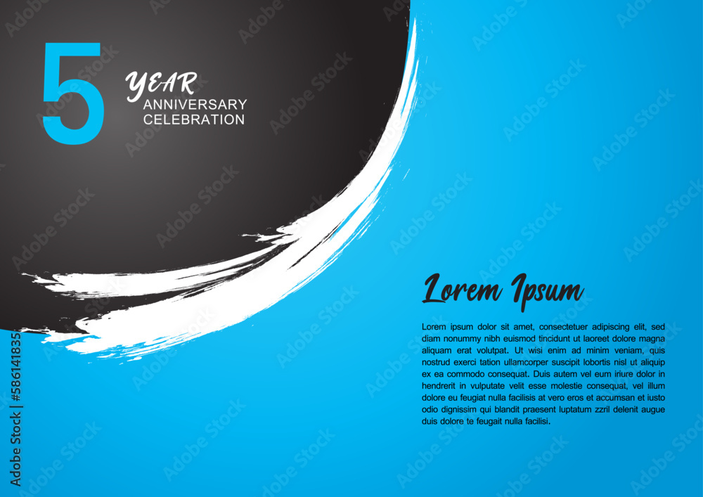 5 year anniversary celebration logotype on blue background for poster ...