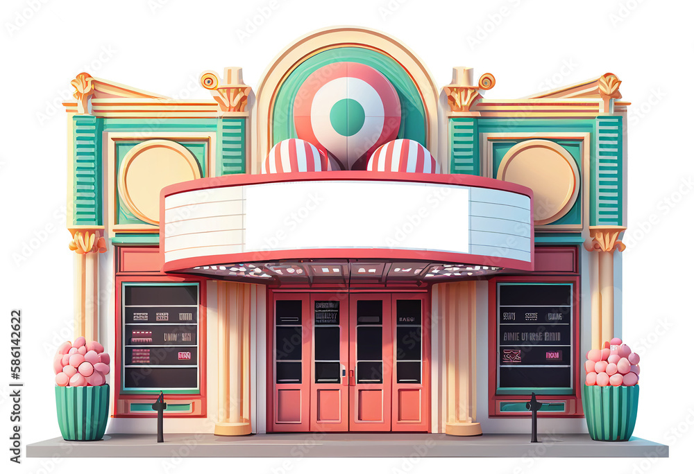 Cartoon Movie Theater Building