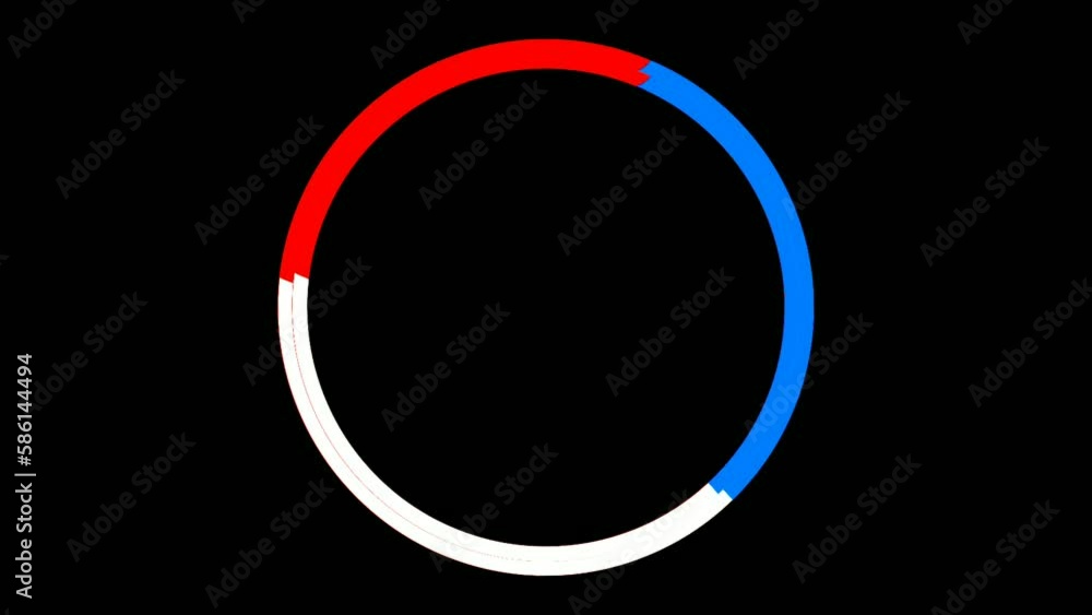 Animation cartoon rotating circle border motion graphics red blue white ...