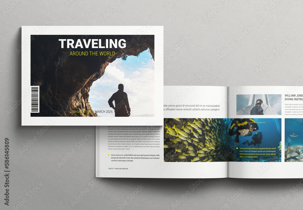 Travel Magazine Template Landscape Stock Template | Adobe Stock