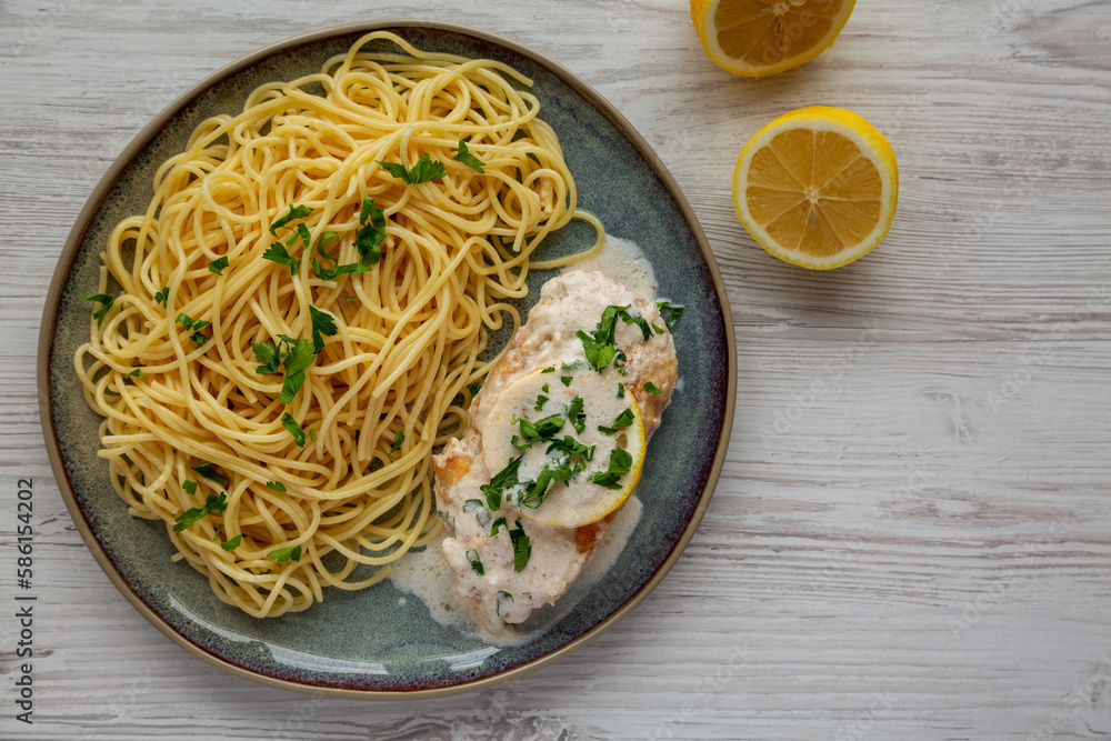 Poster Homemade Creamy Lemon Chicken in a Pan, top view – Wall Art ...