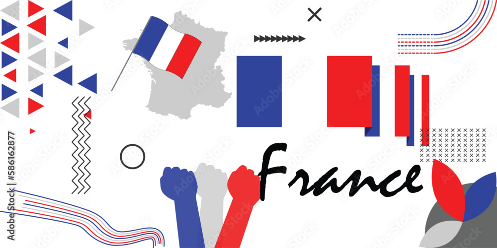 France national day banner design collection set. French flag theme ...