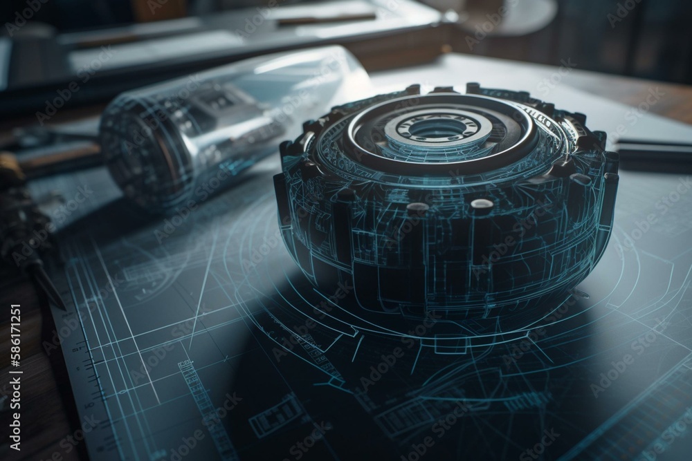 futuristic software interface for mechanical design with a mechanical ...