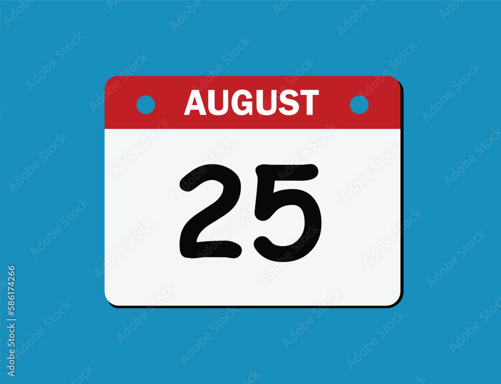 25th August calendar icon. Calendar template for the days of August ...