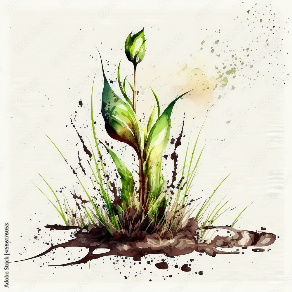 World earth day, planting a young plant, plant in the ground, green ...