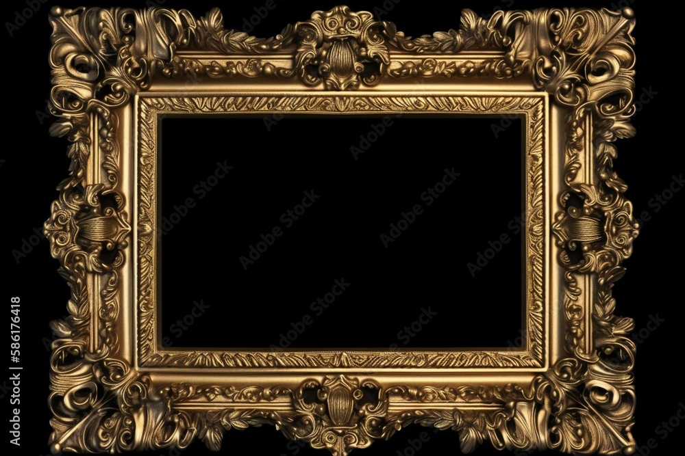Rectangle golden frame isolated on transparent background, luxury gold ...