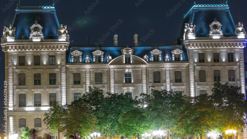 Parvis Notre Dame night timelapse - Place Jean-Paul II. Building ...