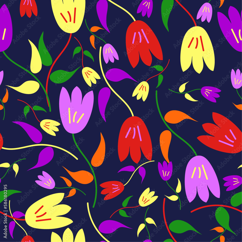 Seamless floral pattern. Wild flowers background with endless botanical ...