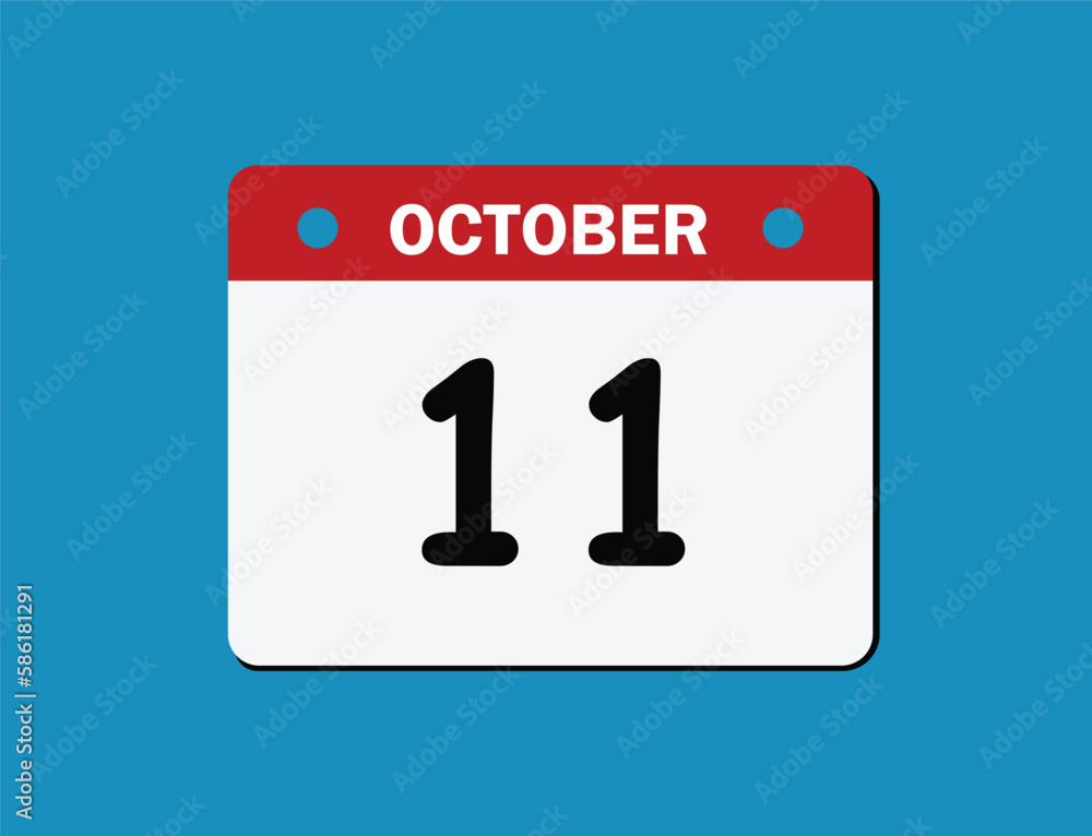 11th October calendar icon. October 11 calendar Date month icon vector ...
