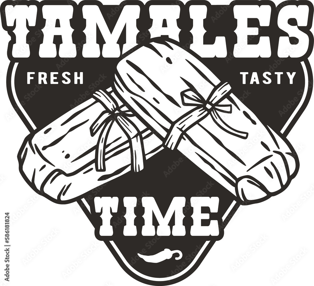 Latin tamale food vector with corn leaves for logo or emblem ...