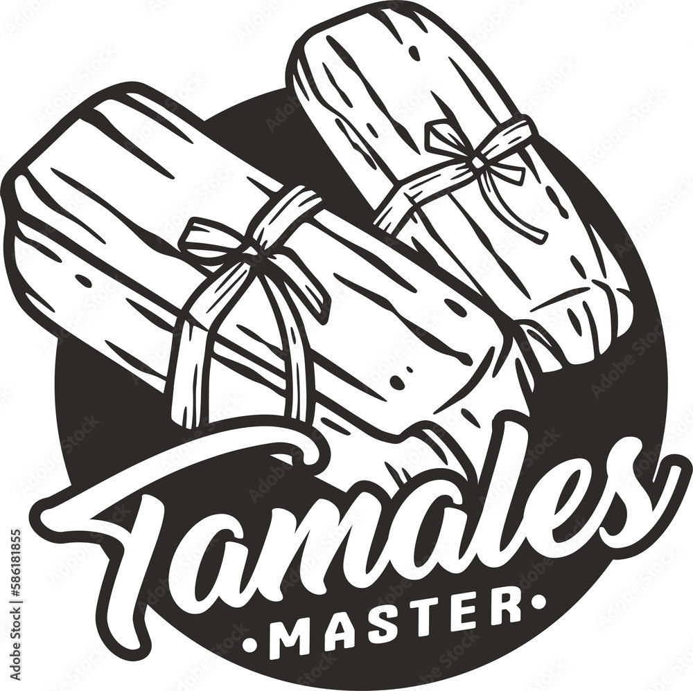 Latin tamale food vector with corn leaves for logo or emblem ...
