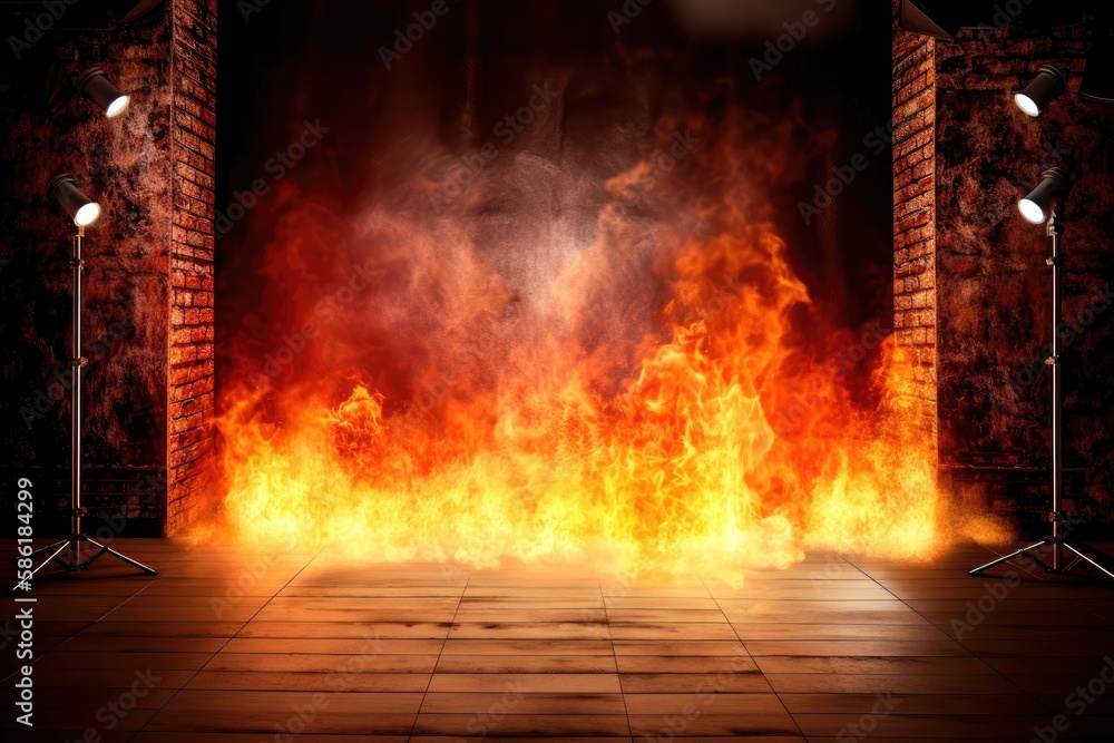 Photo scenario background with fire flames environment for photography ...