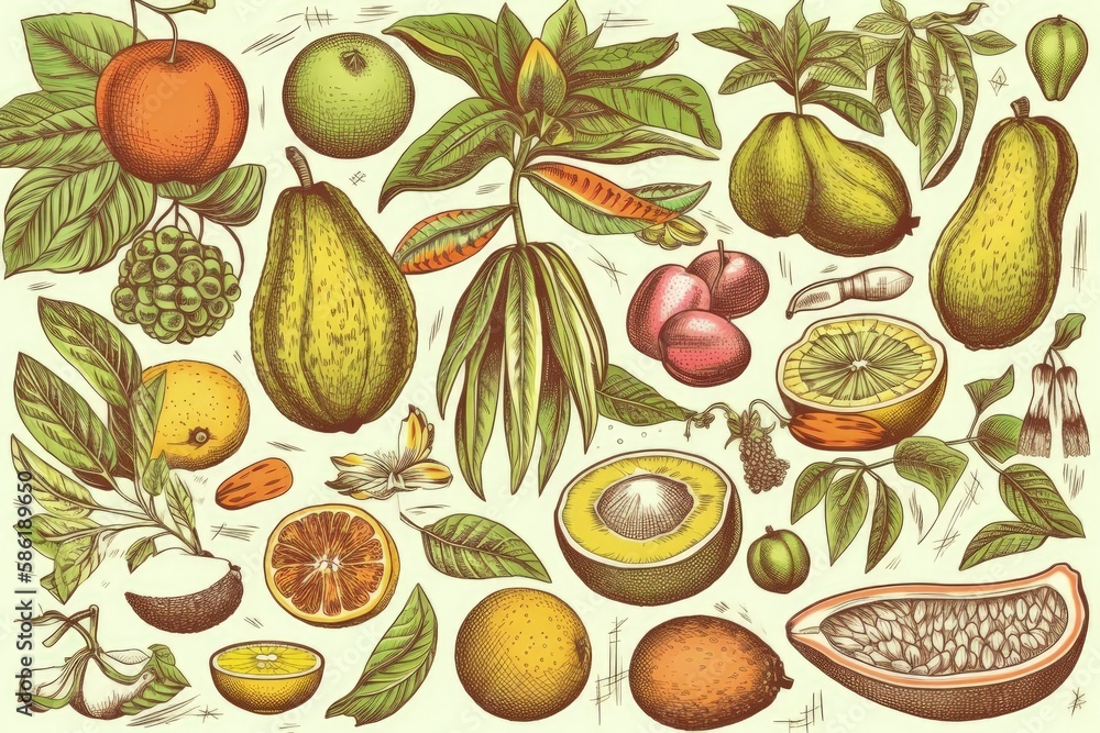 colorful assortment of fresh fruits and vegetables created with ...