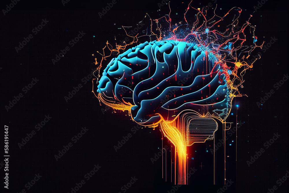 AI generated illustrations of the brain Stock Illustration | Adobe Stock