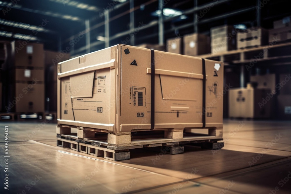 Cardboard box on the wooden pallet for exporting in the factory ...
