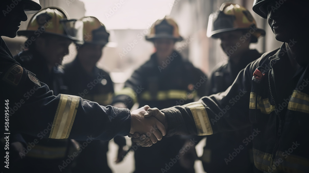 Firefighters shake hands, Generative AI Stock-Illustration | Adobe Stock