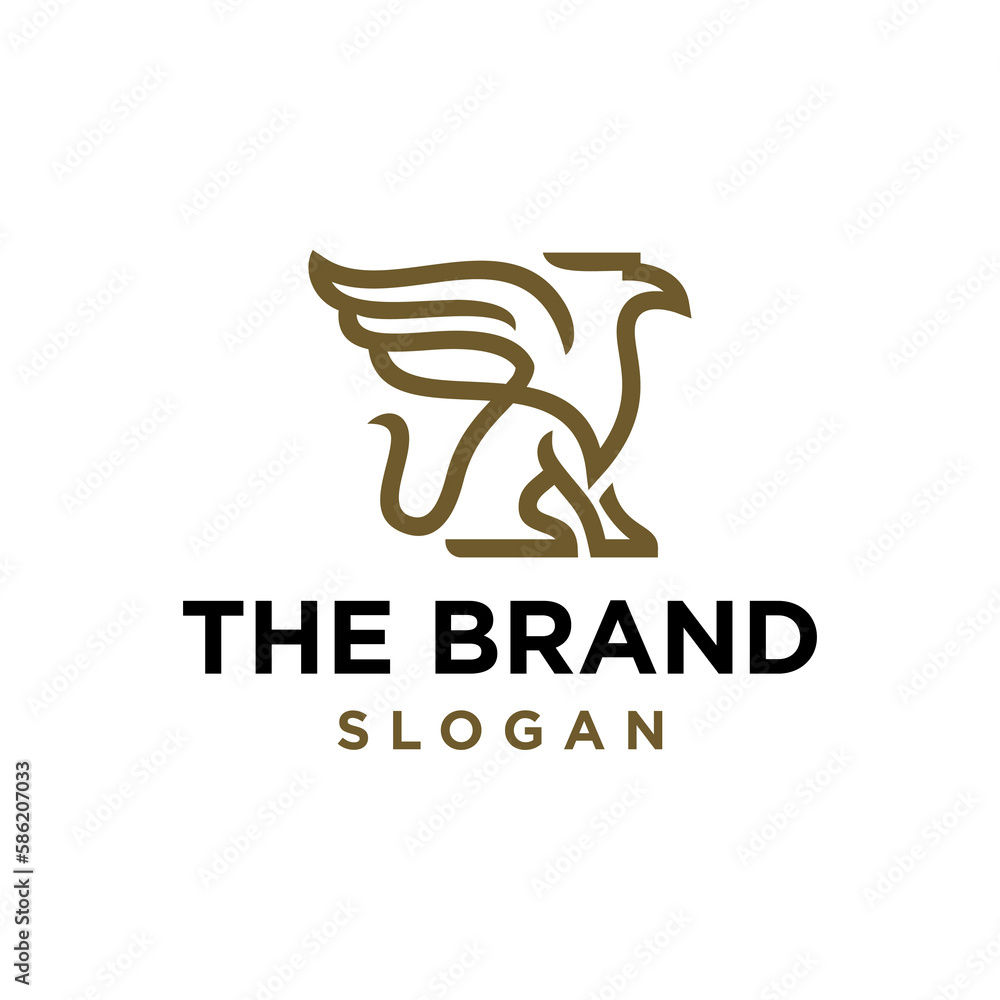 simple griffin line icon logo vector design, modern gryphon logo ...