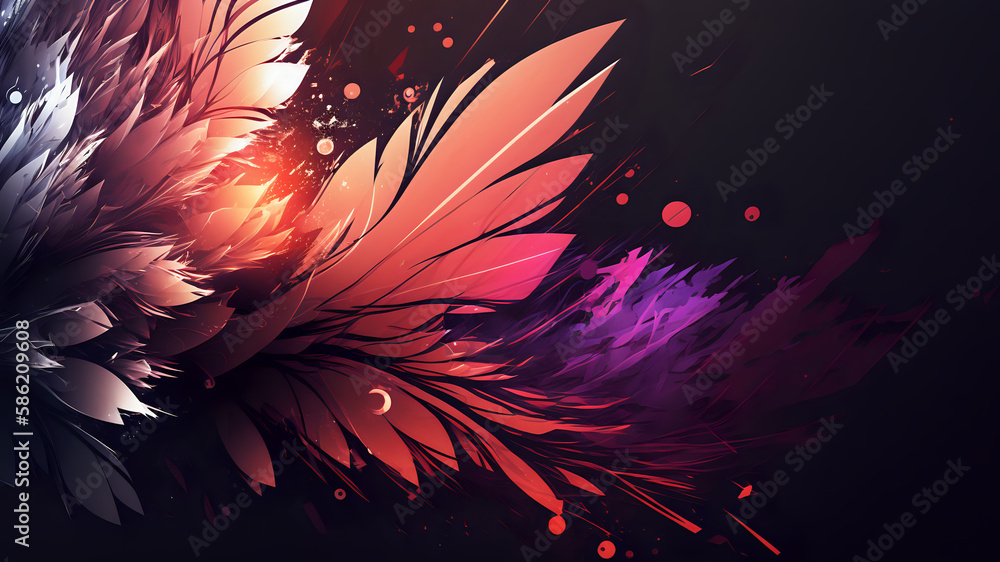 red abstract art background, red feathers backdrop / wallpaper / home ...