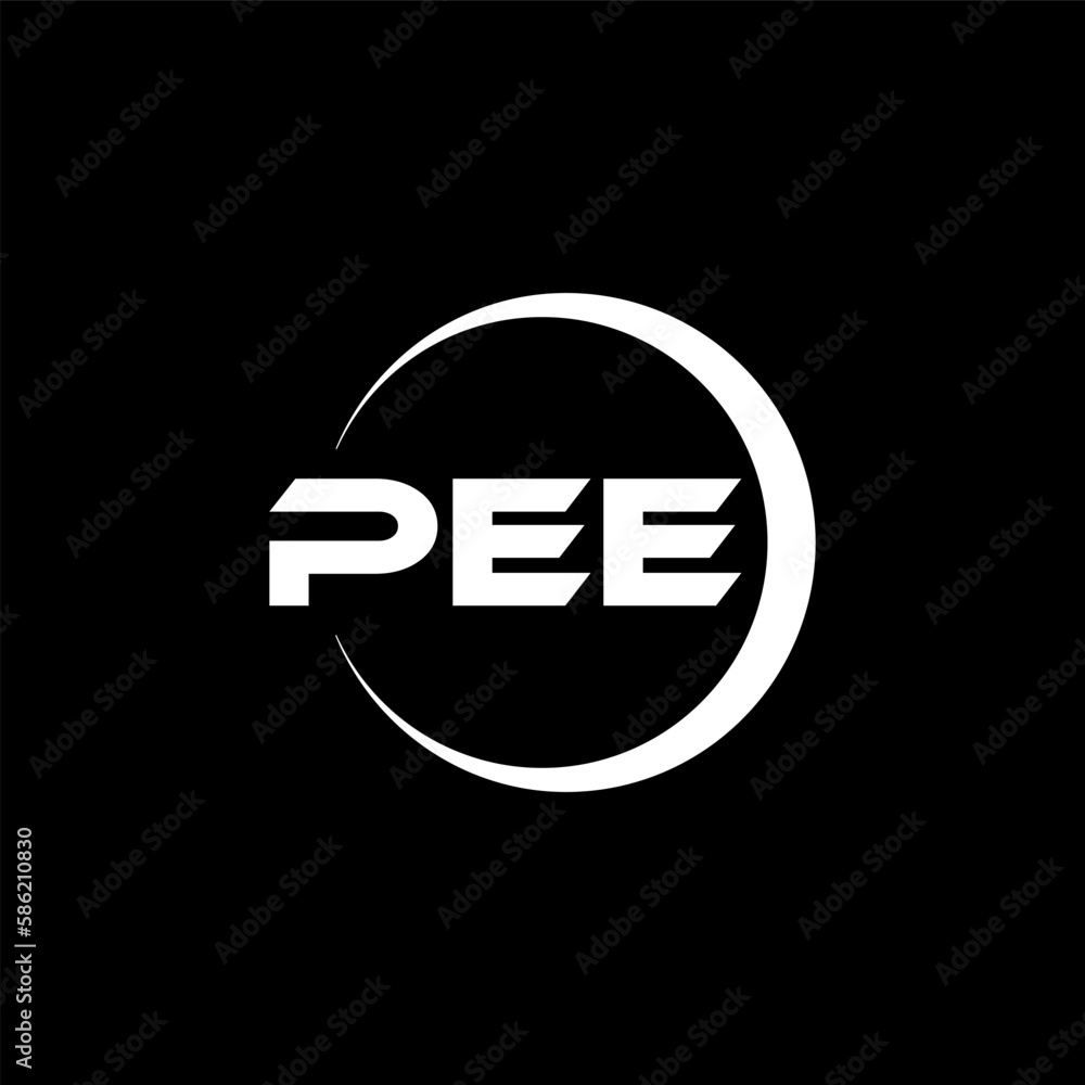 PEE letter logo design with black background in illustrator, cube logo ...