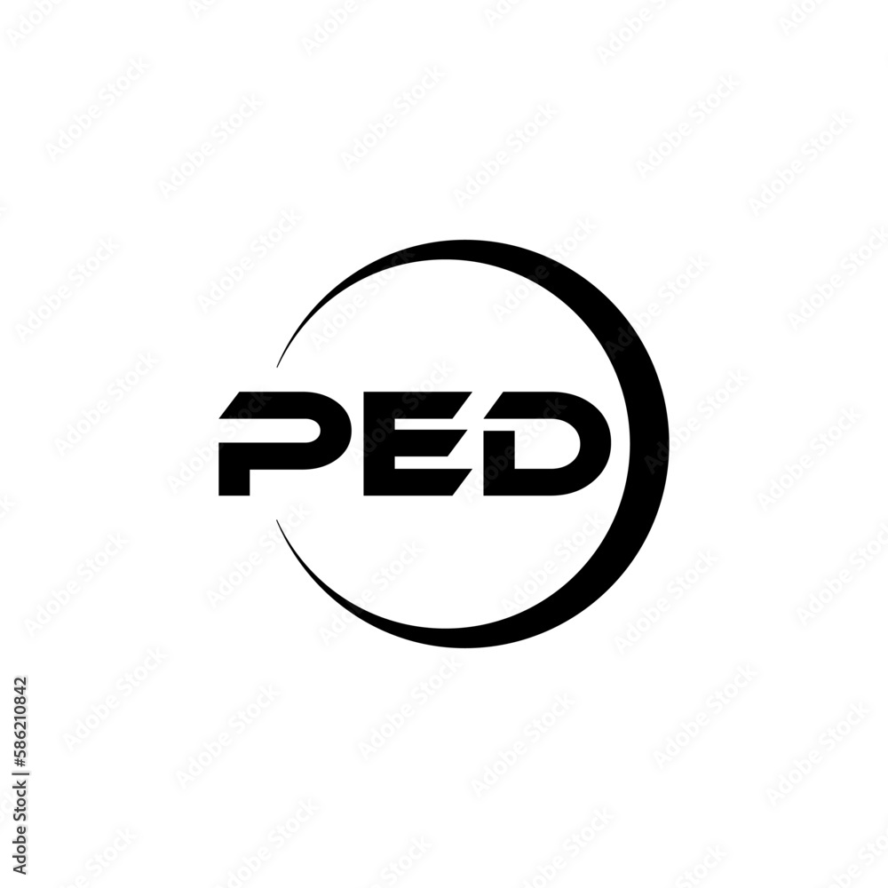 PED letter logo design with white background in illustrator, cube logo ...