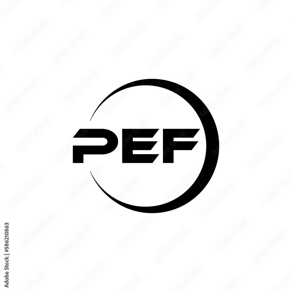 PEF letter logo design with white background in illustrator, cube logo ...