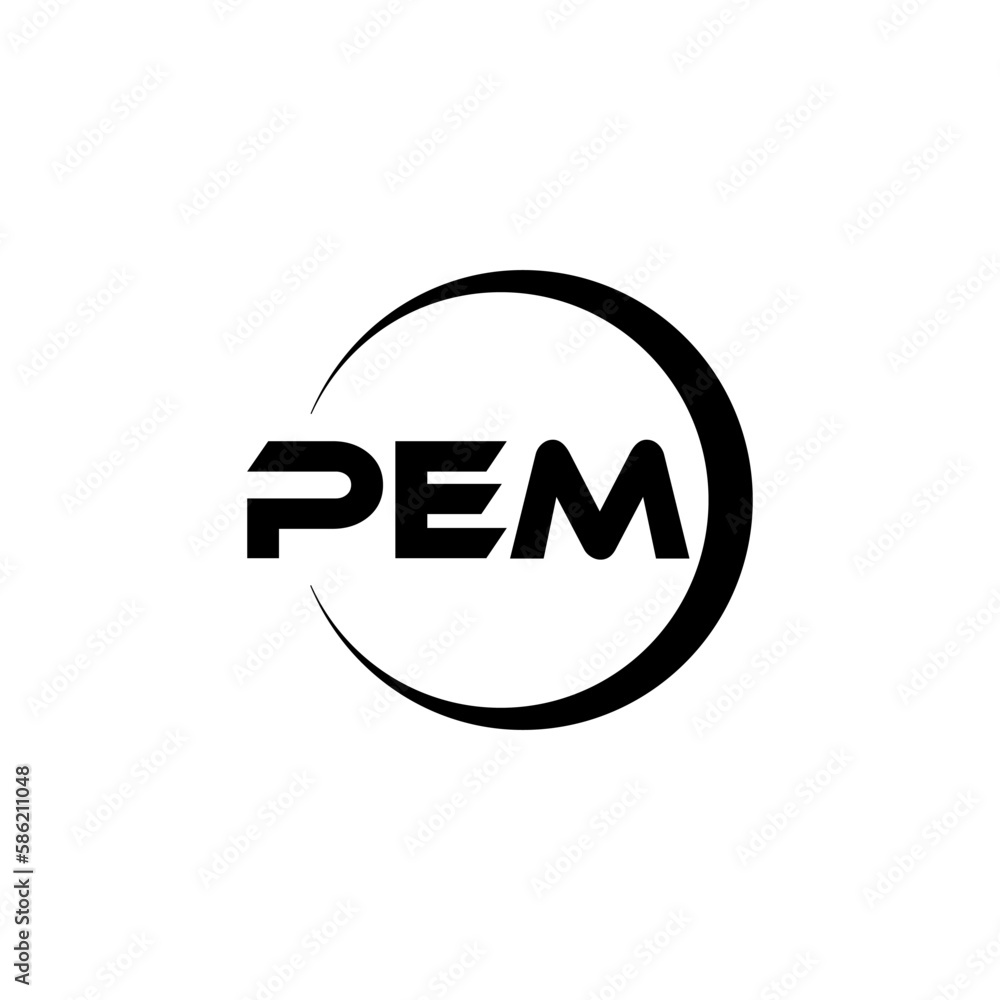 PEM letter logo design with white background in illustrator, cube logo ...